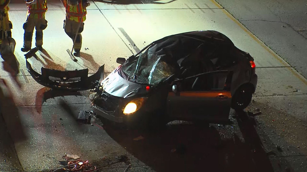Car plunges off bridge onto I-244 in Tulsa | KTUL